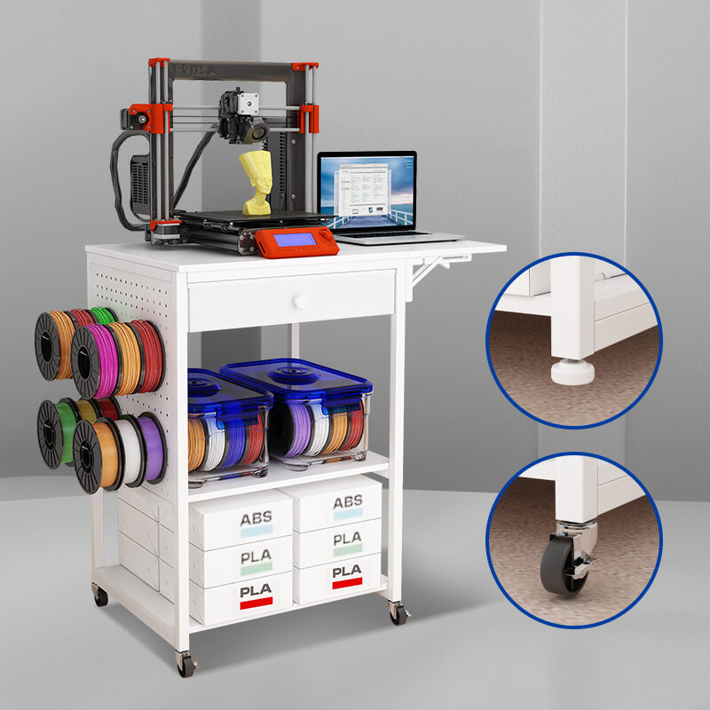 3D Printer Table with 40 Filaments Spool Storage Capacity w/ Wheels, H ...