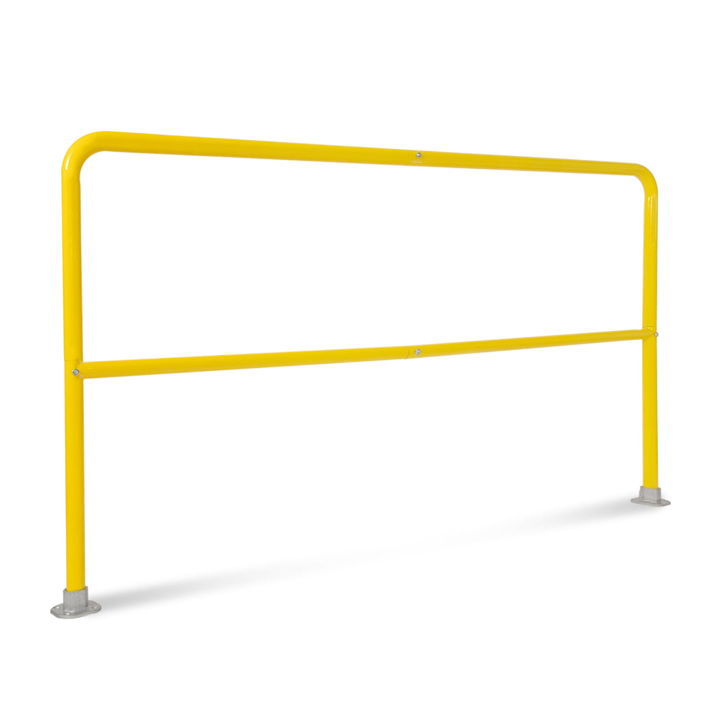 Steel Safety Railing 6'L x 42"H, 72"L Yellow Pedestrian Barrier w/ Flo ...