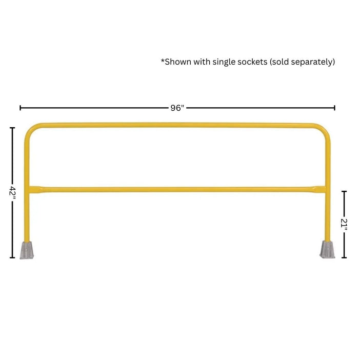 Yellow Safety Railing 8'L (96"), Pedestrian Barrier, Single/Double Soc ...