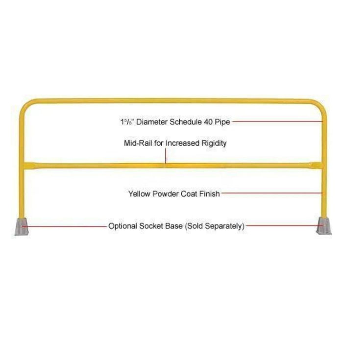 Yellow Safety Railing 8'L (96"), Pedestrian Barrier, Single/Double Soc ...