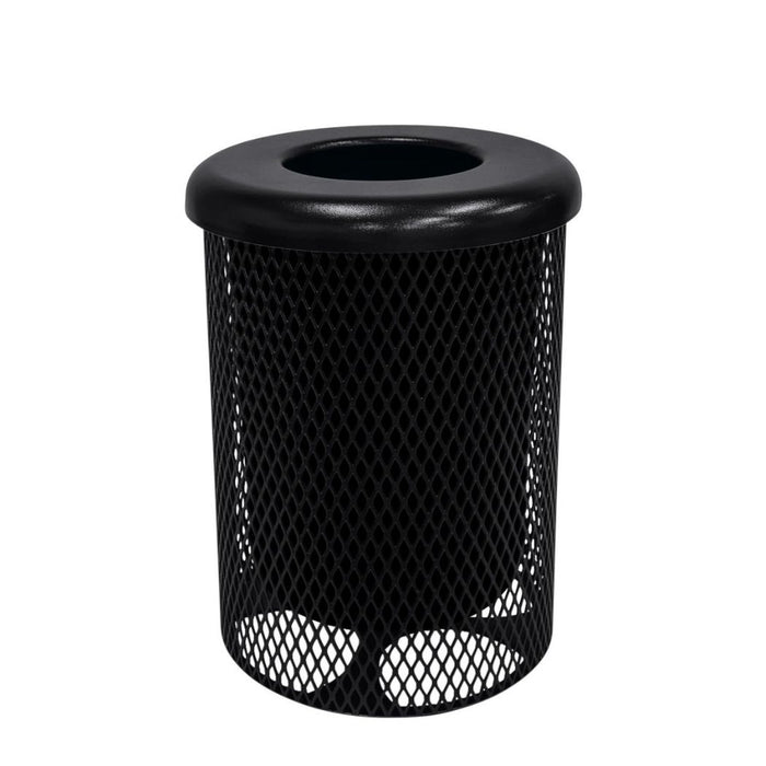 Trash Can Outdoor 32 Gallon, Expanded Metal with Liner, Black Trash Re ...