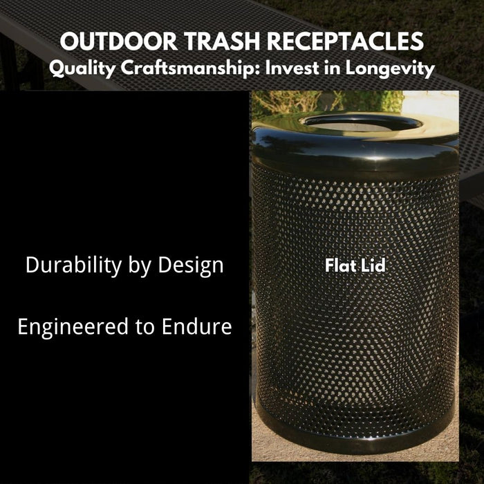Trash Can Outdoor 32 Gallon, Expanded Metal with Liner, Black Trash Re ...