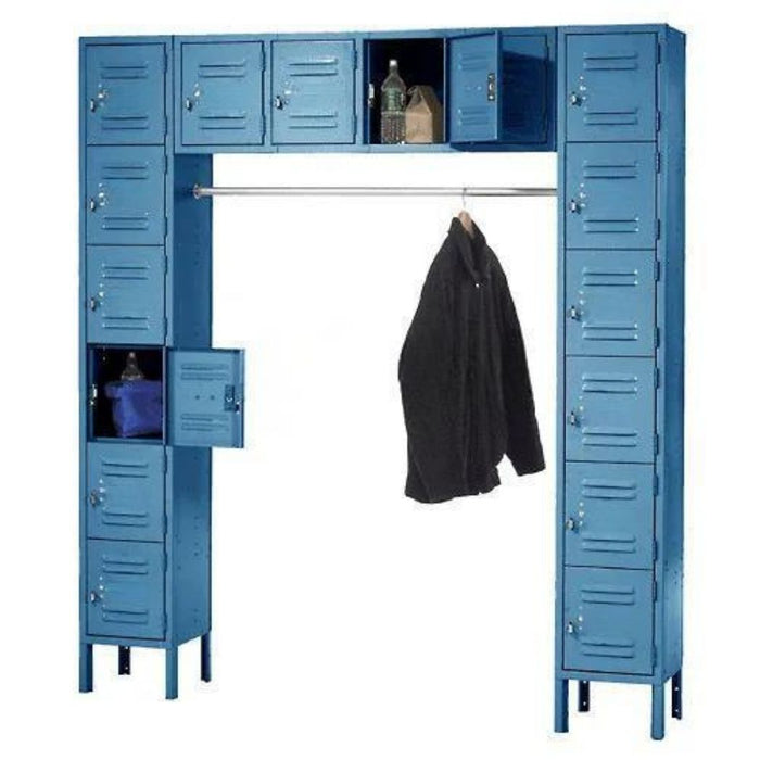 16-Person Box Locker 69"W x 18"D x 78"H, Steel Storage with Coat Rod ...