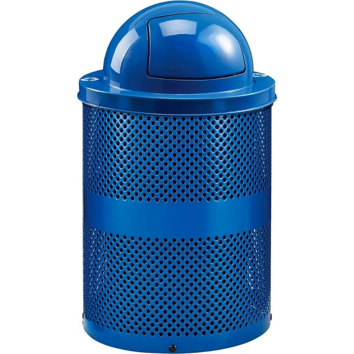 Trash Can Outdoor 36 Gallon, Perforated Steel Recycling Bin with Dome ...