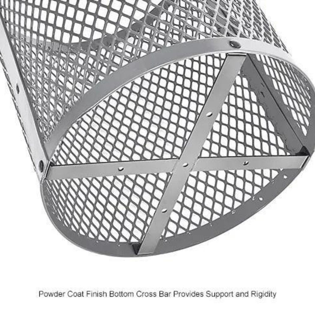 Trash Can Outdoor 36 Gallon, Expanded Metal with Rain Bonnet Lid & Lin ...