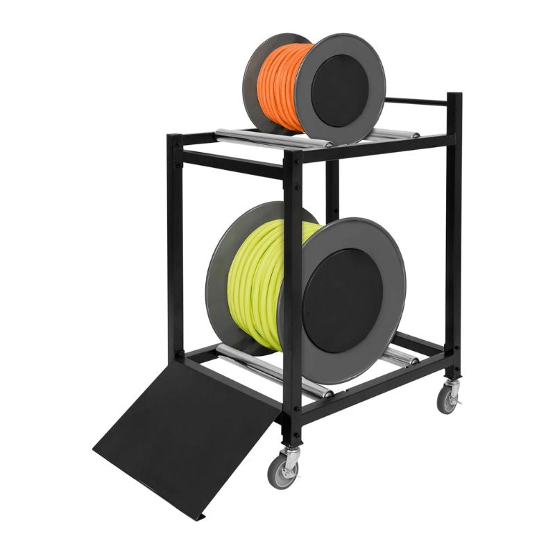 Double Axle Cable Caddy w/ Ramp, Cord Reel Dispenser 100 lbs Load Capa ...