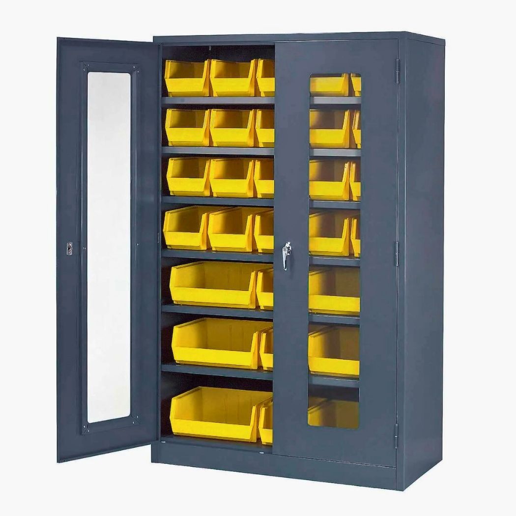 Clear View Bin Storage Cabinet w/ 29 Bins, 48"W x 24"D x 78"H — Holzoffer