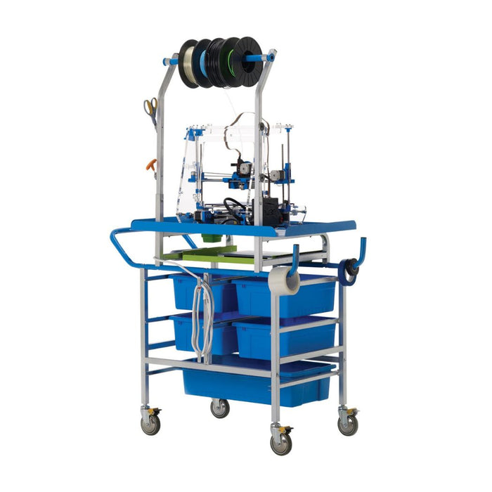 Mobile 3D Printer Cart 36"W x 24"D x 59"H, Spool Holder & Storage Tubs ...