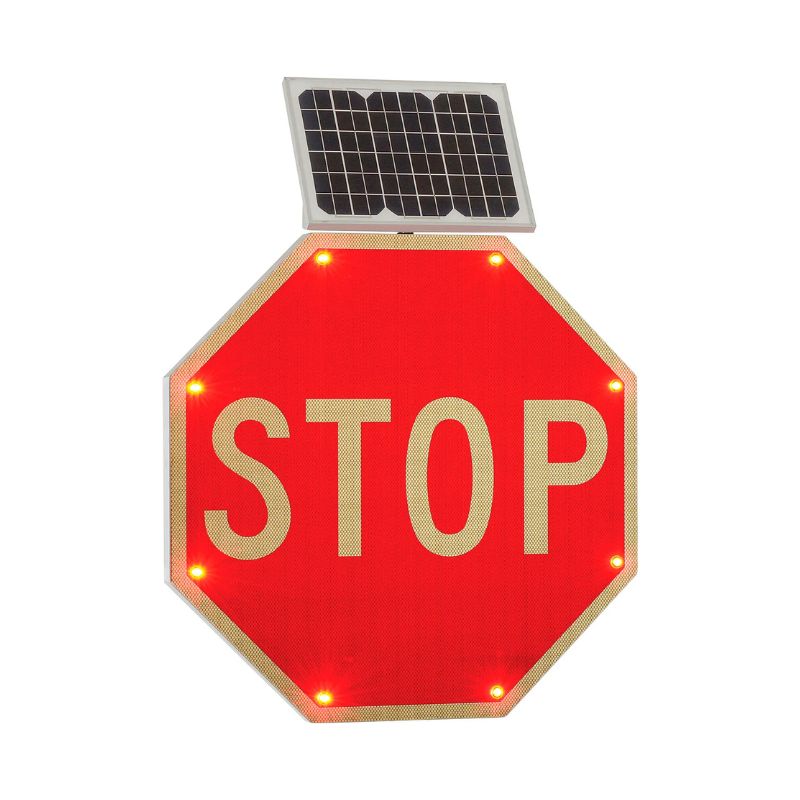 Solar Power Flashing LED Stop Sign, 30" Octagon — Holzoffer