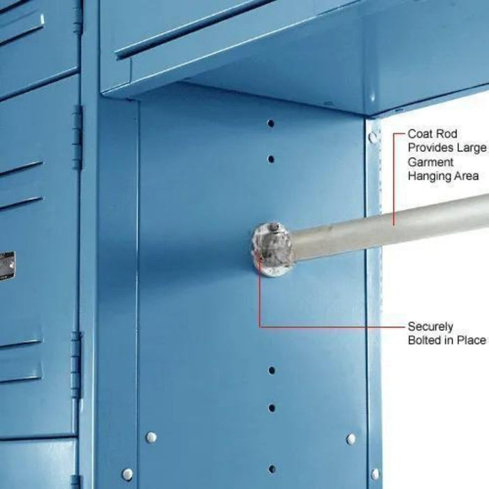 16-Person Box Locker 69"W x 18"D x 78"H, Steel Storage with Coat Rod ...