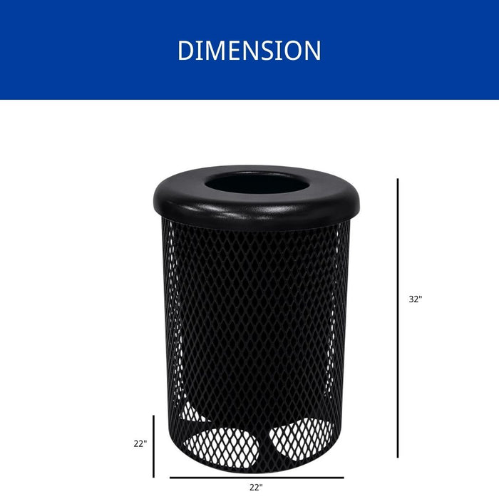 Trash Can Outdoor 32 Gallon, Expanded Metal with Liner, Black Trash Re ...