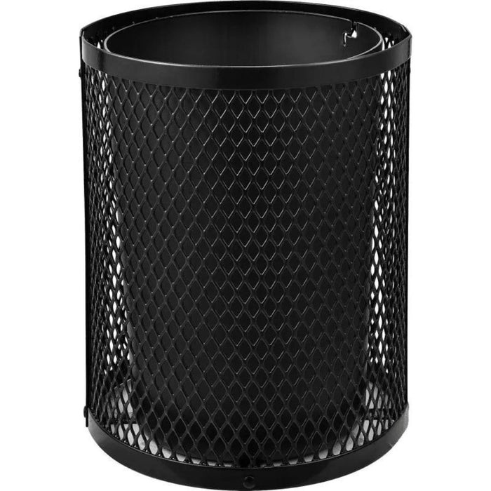 Trash Can Outdoor 36 Gallon, Diamond Mesh Steel with Rain Bonnet Lid ...